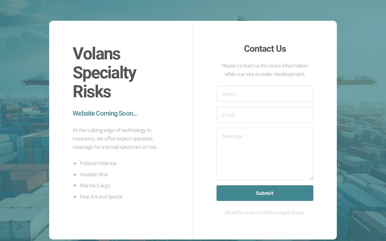 Volans Specialty Risks - Insuring a broad range of risk.